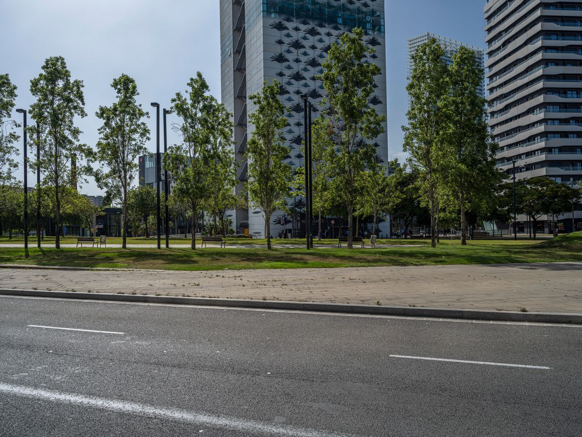 Barcelona City Life: Asphalt Road and Architecture
