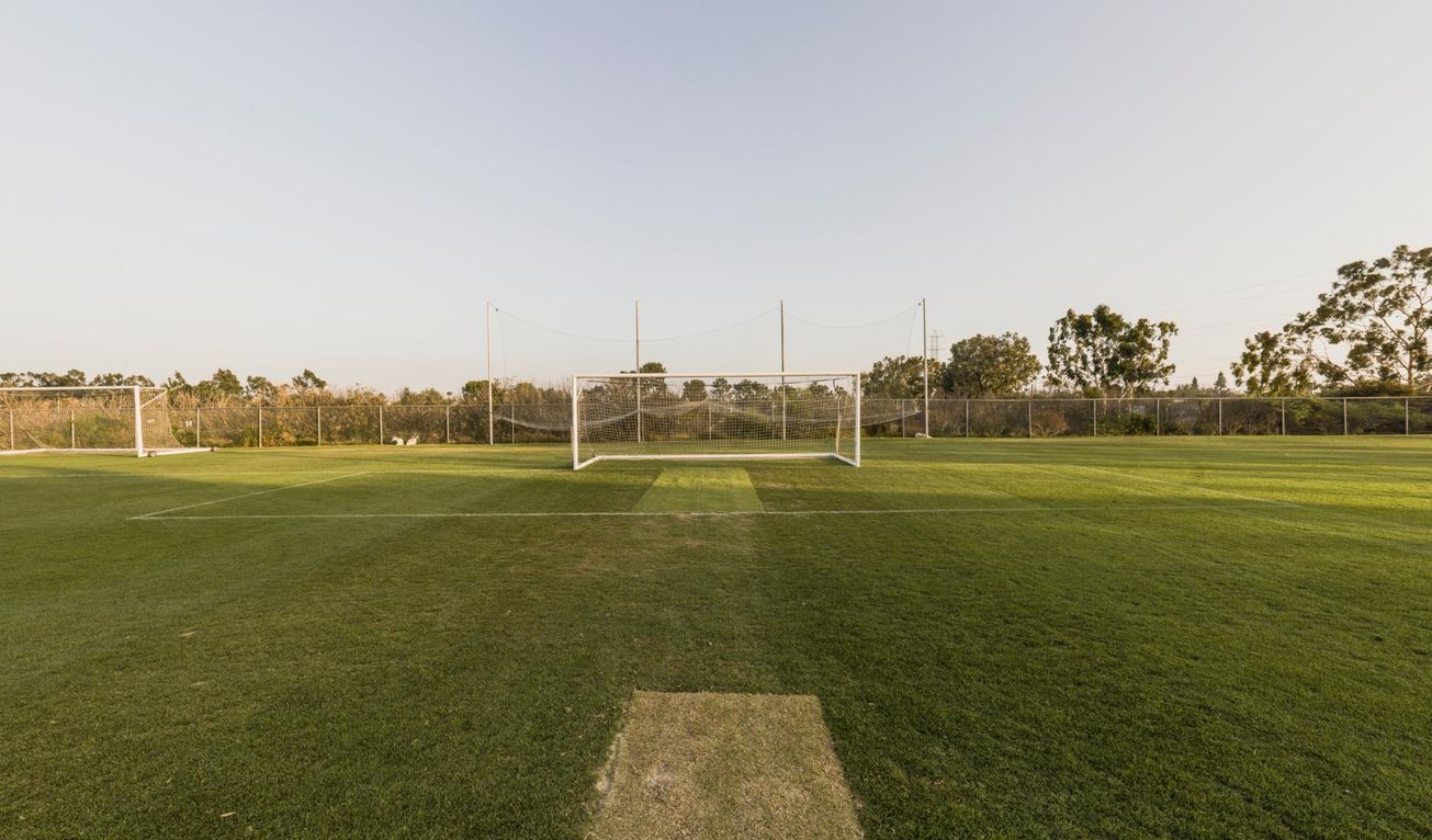 California Grass: Soccer Field Under Clear Skies