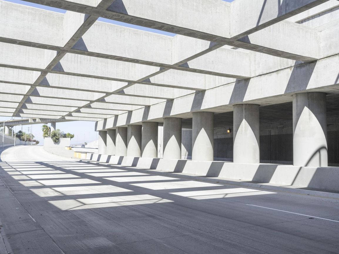 Concrete structures underpass in Los Angeles, USA