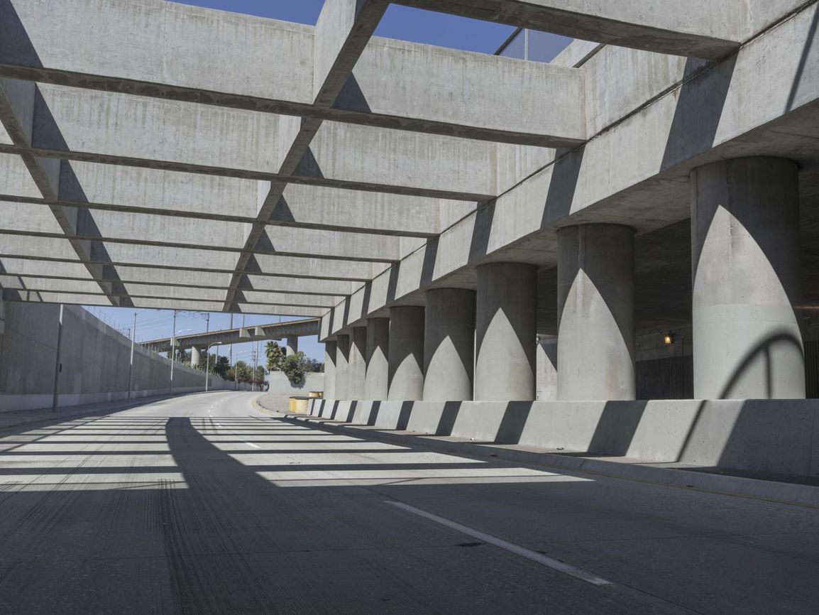 Concrete structures underpass in Los Angeles, USA