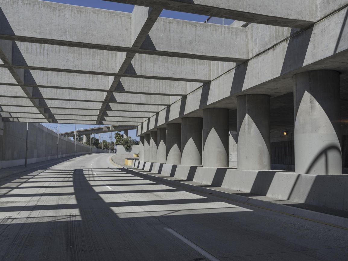 Concrete structures underpass in Los Angeles, USA