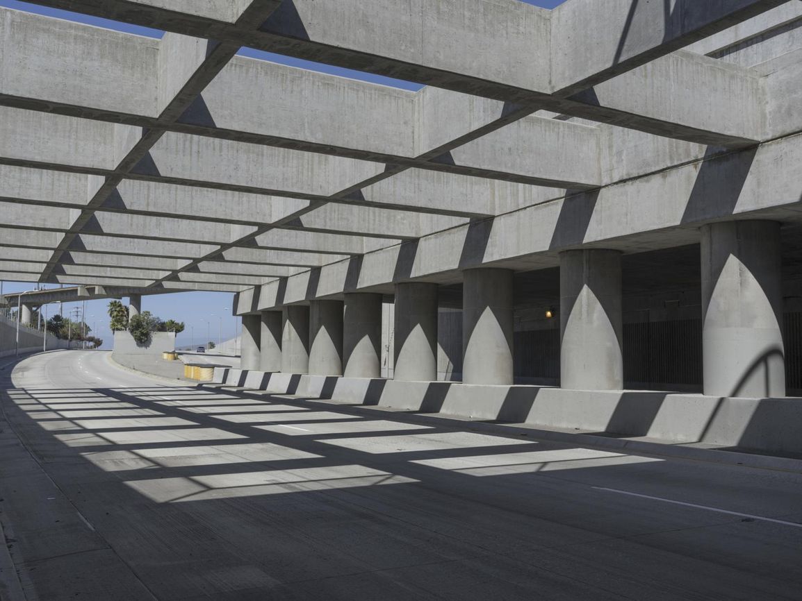 Concrete structures underpass in Los Angeles, USA