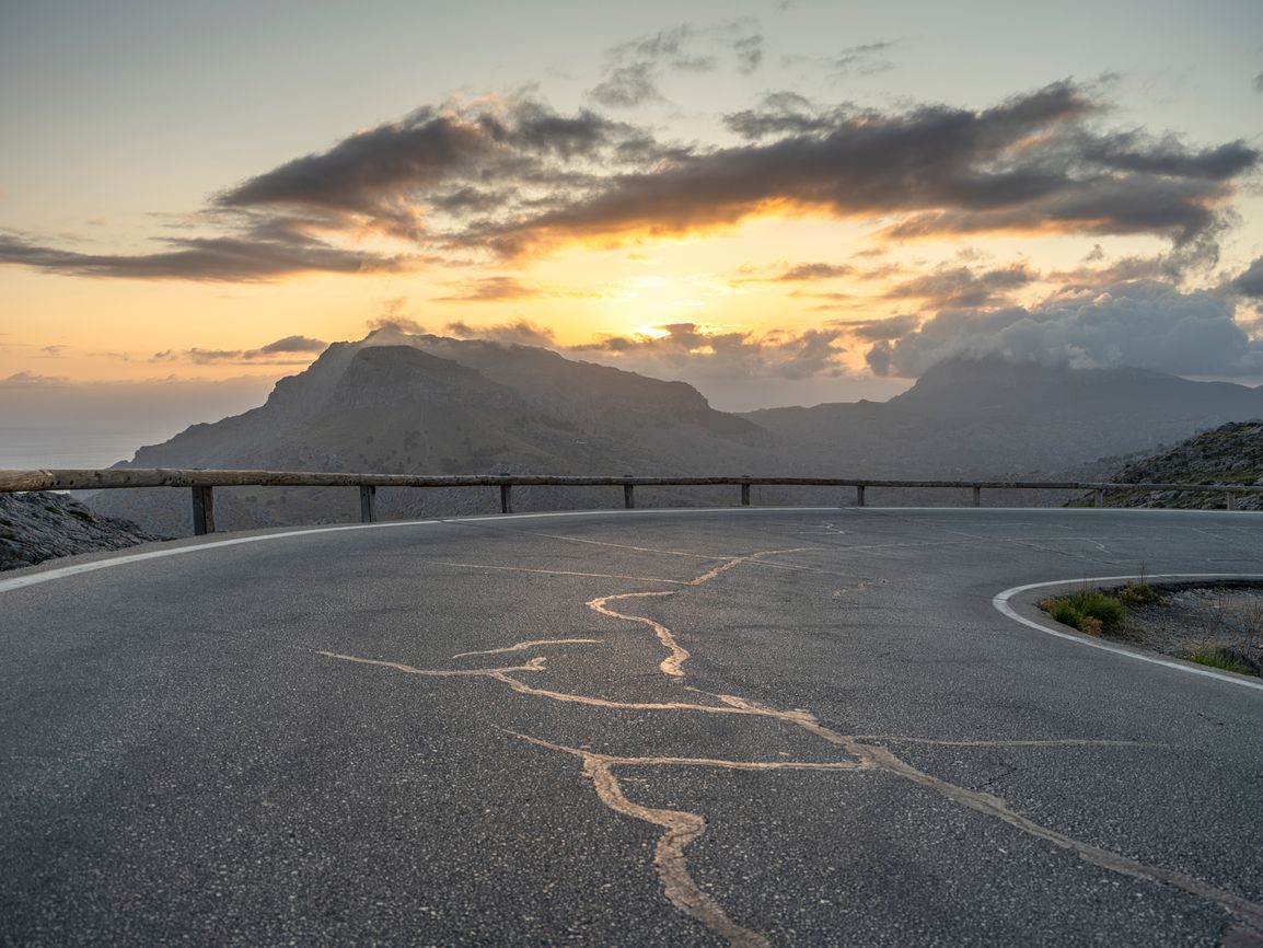 Majorca's Spain Road: Curving at Dawn