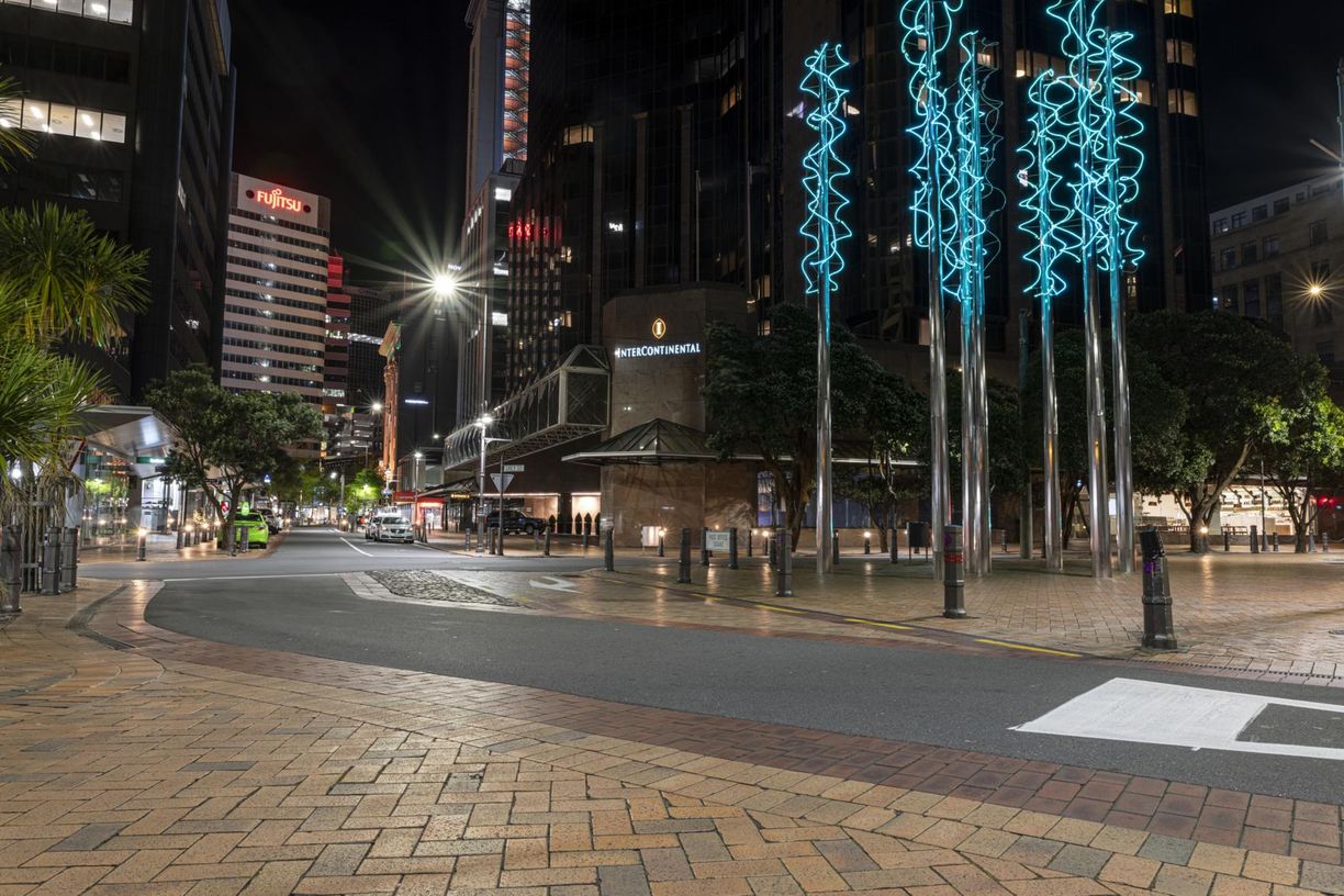 Neon Lights Path: A Vibrant Urban City Experience