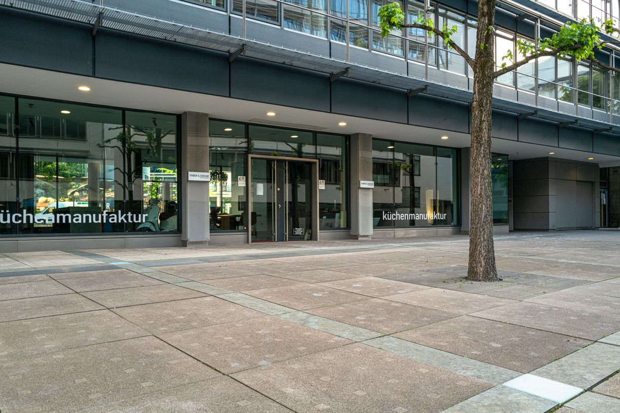 Stuttgart Urban Plaza with Glass Storefronts