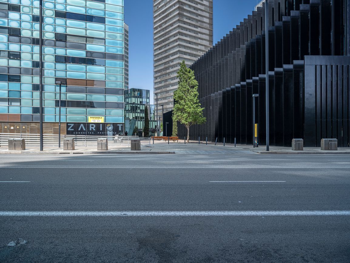 Urban Architecture in Barcelona: Shadows on the Asphalt Road