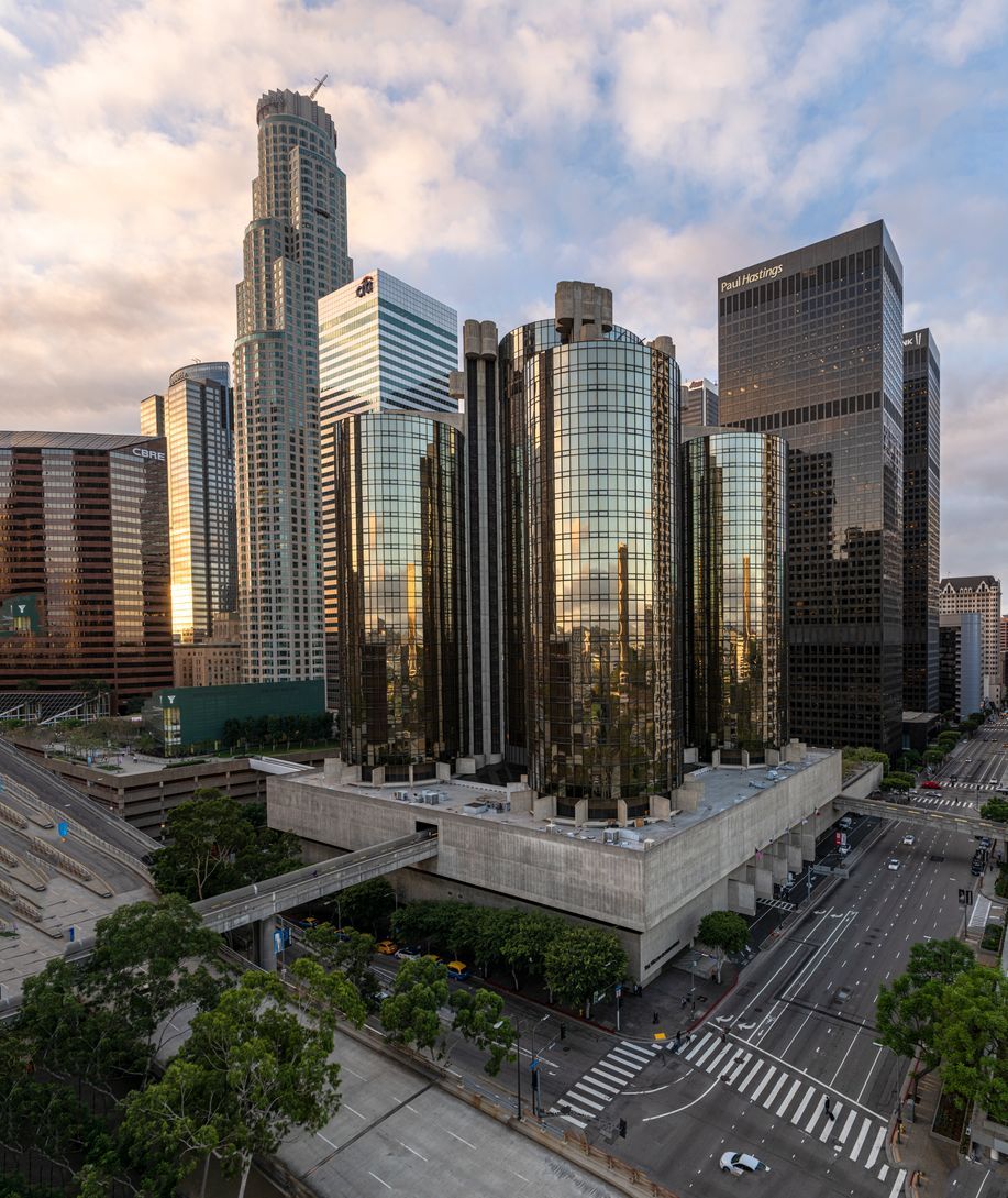 Aerial View of Modern Architecture in Los Angeles at Sunrise - HDRi ...