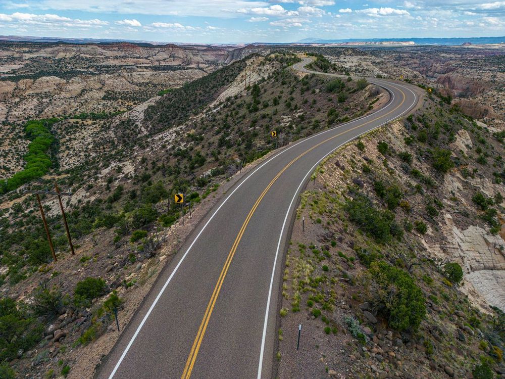 Aerial View of Road in Utah: Asphalt and Stunning Landscape - HDRi Maps ...