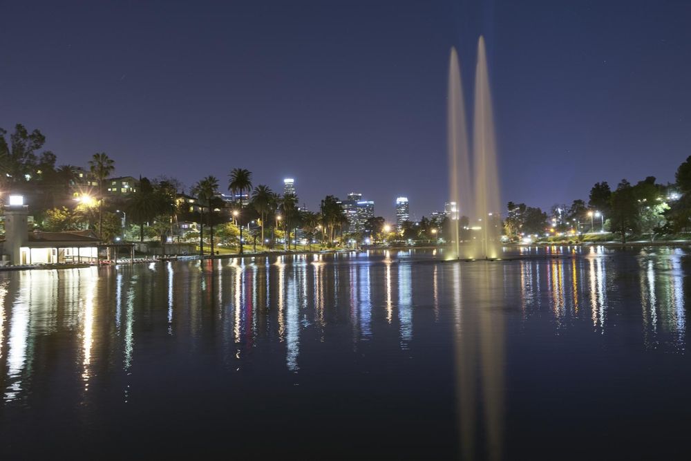 California Cityscape: A Night View by the Lake - HDRi Maps and Backplates
