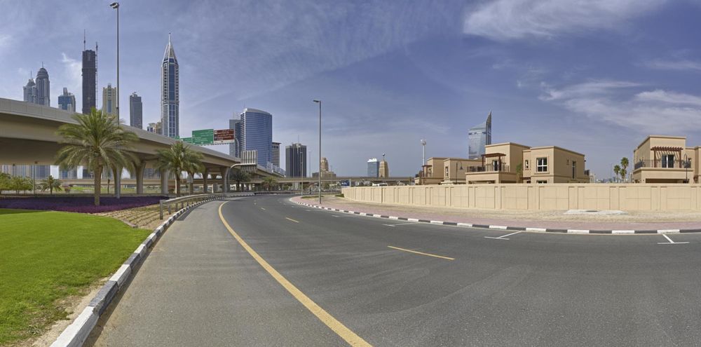 Cityscape of Dubai with a Majestic Road and Impressive Architecture ...