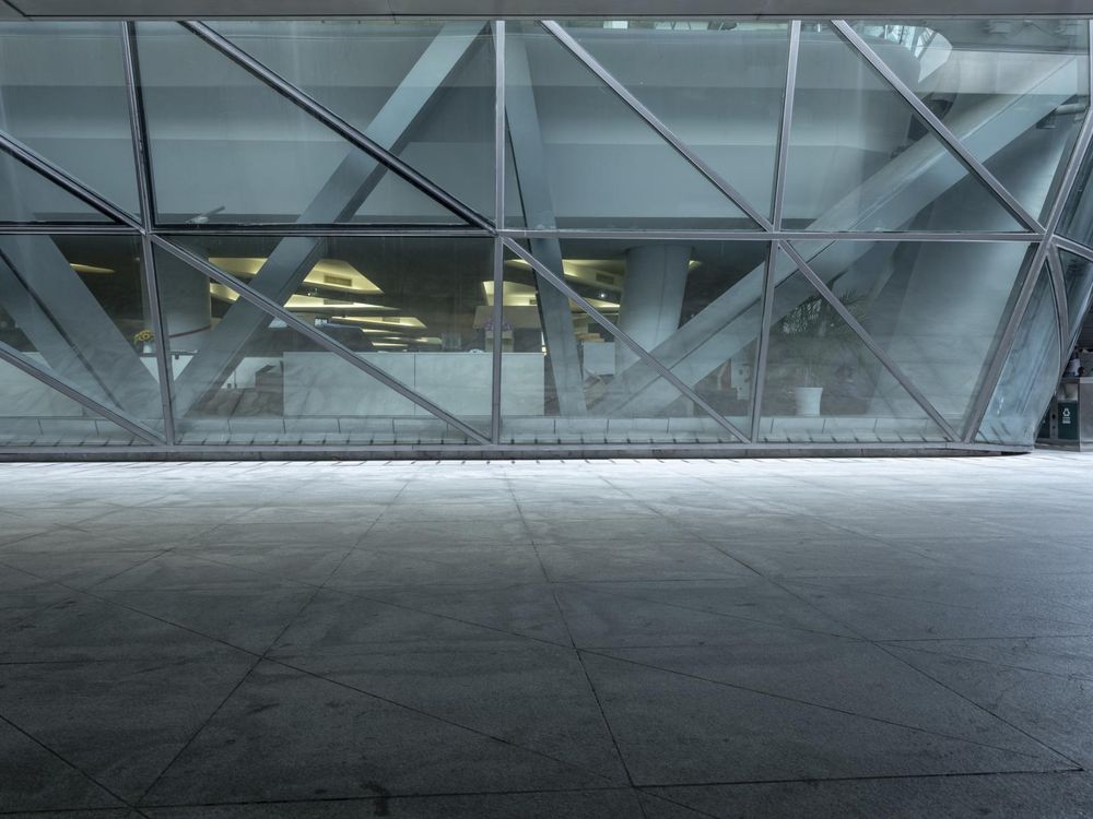 Concrete Building in an Open Space: Urban Headquarters