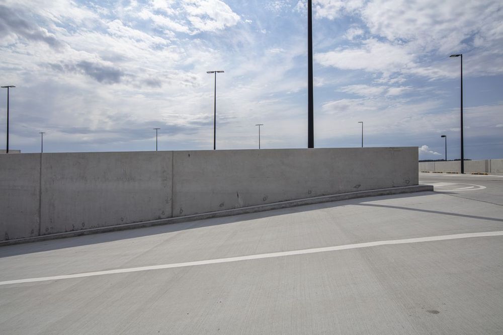 Concrete Street with Asphalt Road: Trees and Architecture