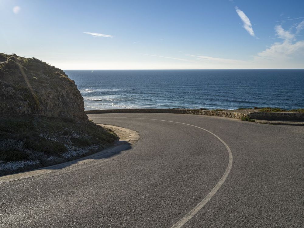 Curved Coastal Road with Rocky Cliff and Azure Sea - HDRi Maps and ...