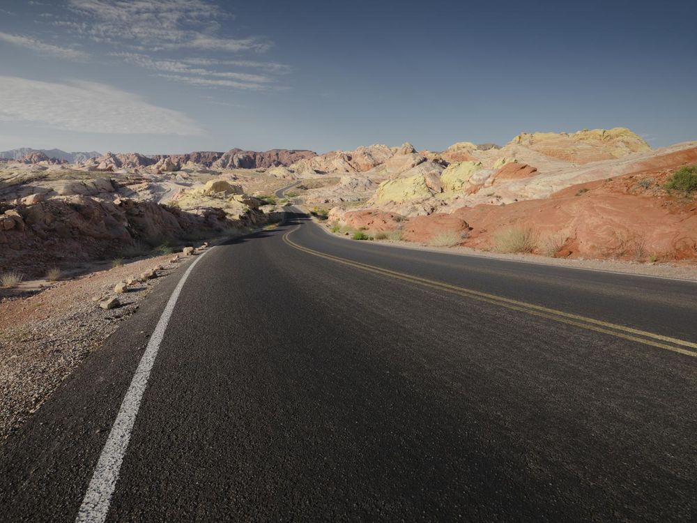 Dawn Asphalt Road in Colorado Desert - HDRi Maps and Backplates