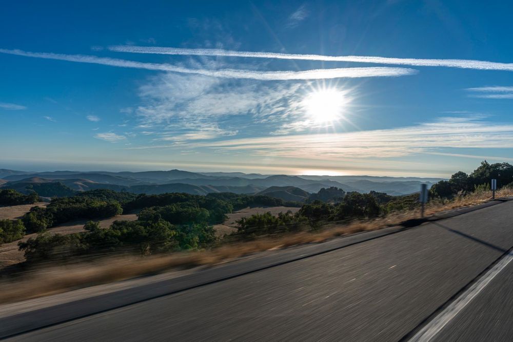 Dawn on the Asphalt Road: A Mountain View - HDRi Maps and Backplates