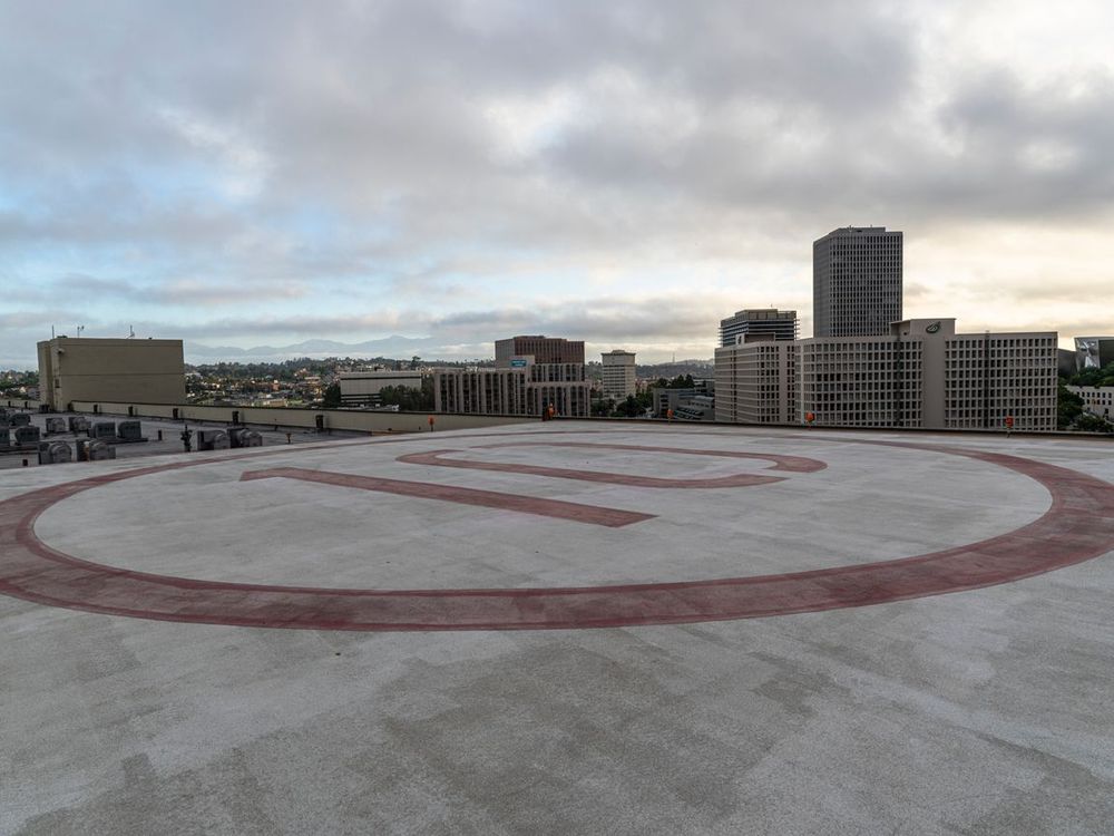 Empty Circular Parking Lot in Los Angeles Skyline - HDRi Maps and ...