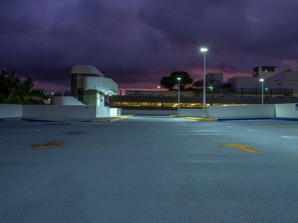 Empty Parking Lot in Miami Beach at Night - HDRi Maps and Backplates