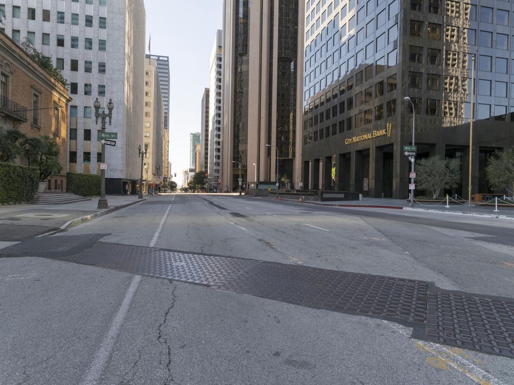 Empty street in the city with a hole in the asphalt sidewalk - HDRi ...