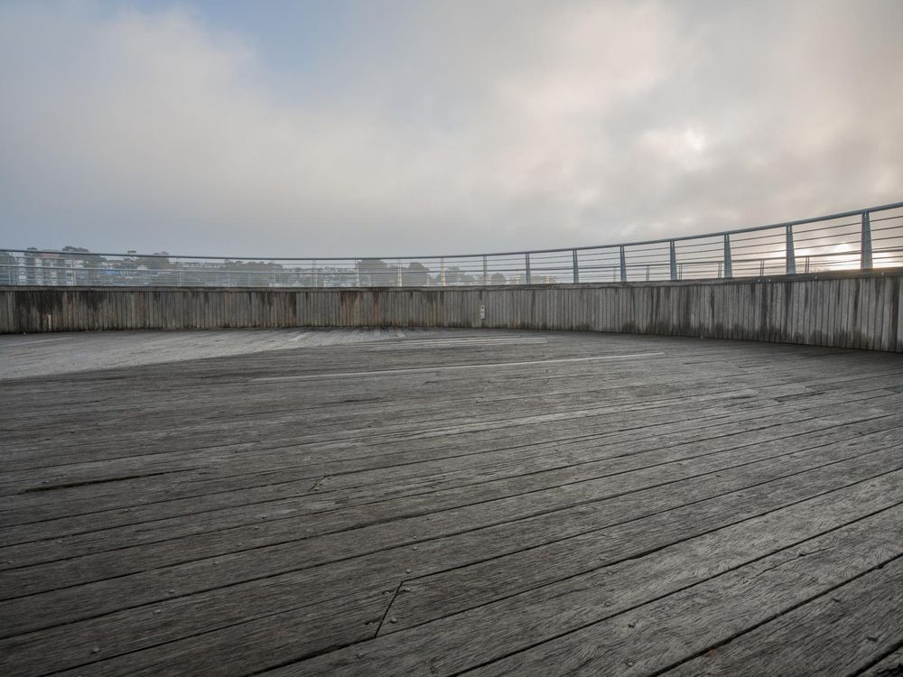 Gloomy Dawn on Waterfront Wood Floor - HDRi Maps and Backplates