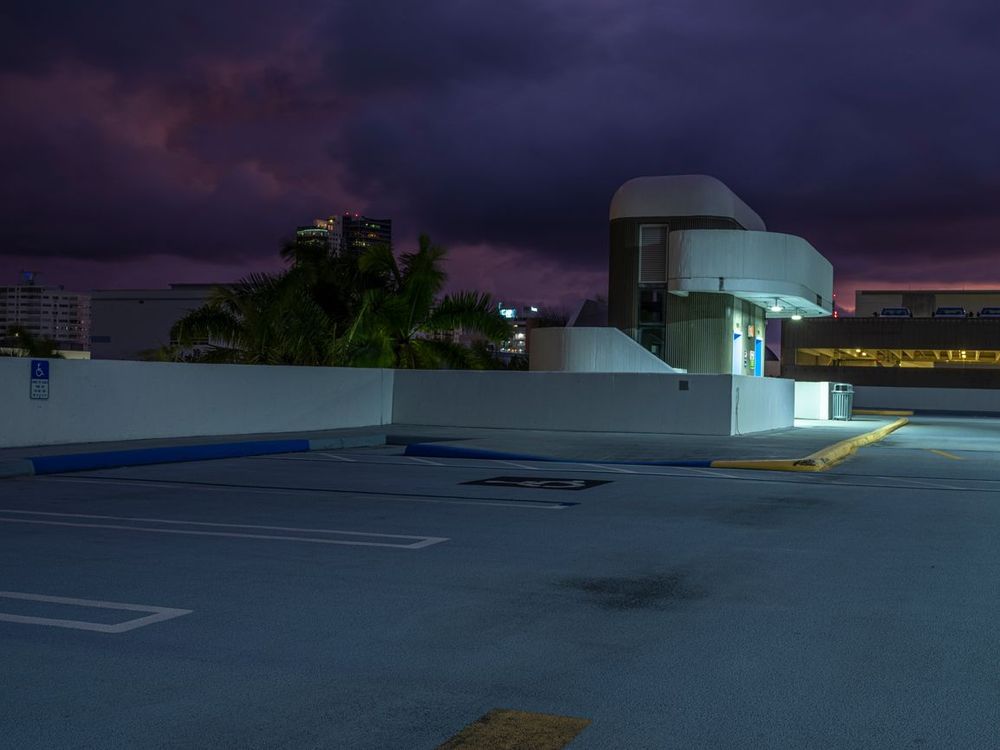 Miami Parking Lot at Gloomy Dusk