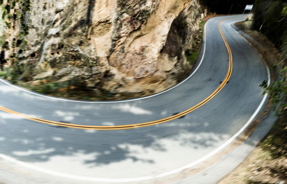 Mountain Road Car Curve Scenic Landscape - HDRi Maps and Backplates