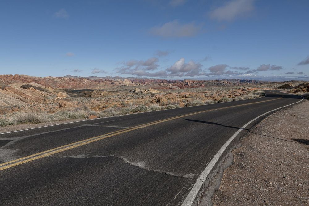 Nevada Desert Highway with Red Rock Formation - HDRi Maps and Backplates