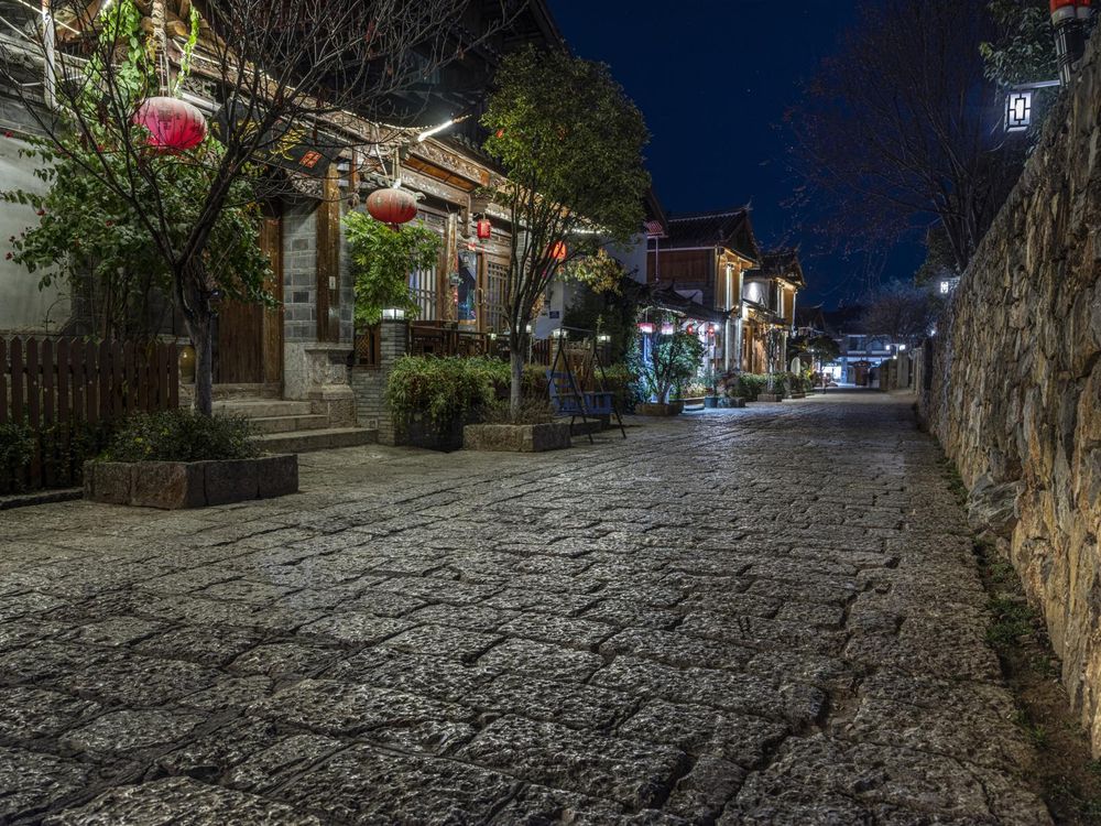 Night View of Ancient City Lijiang, China - HDRi Maps and Backplates