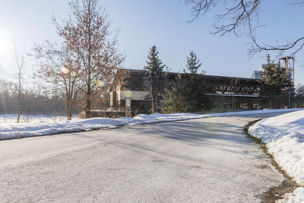 Winter Scene in Ontario: Snow Covered Street with Old Wooden Building ...