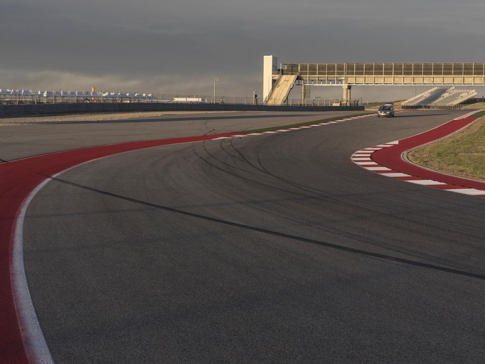 View of Race Track with Red Line on Cloudy Sky - HDRi Maps and Backplates