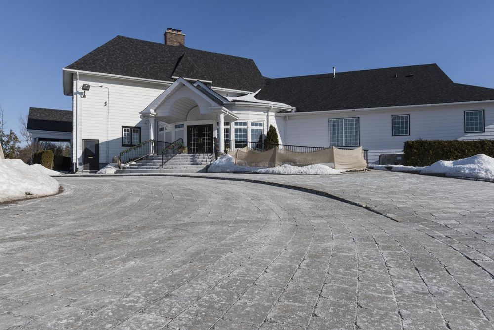 Residential House with Snow-Covered Driveway and Sidewalk - HDRi Maps ...