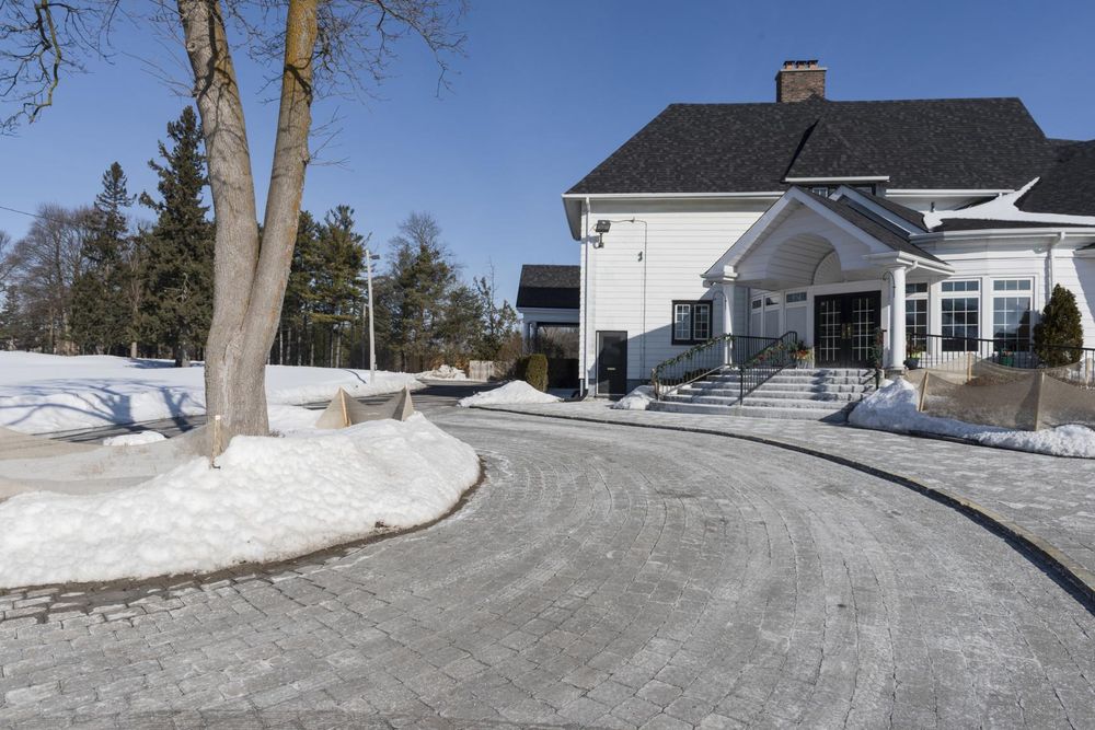 Residential House with Snow-Covered Driveway and Sidewalk - HDRi Maps ...