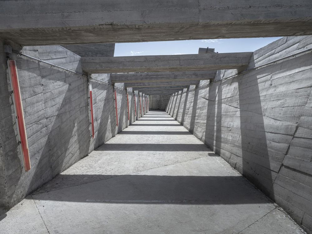 Straight Down Road with Concrete Walls | Modern Architecture in Spain