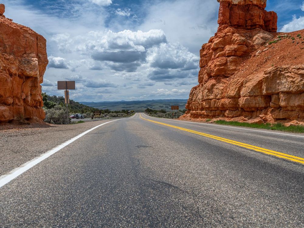 A Straight Road Through Utah's Scenic Landscape