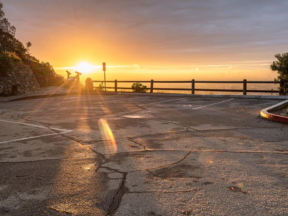 Sunset Over Parking Lot and City Skyline Scenic Spot - HDRi Maps and ...
