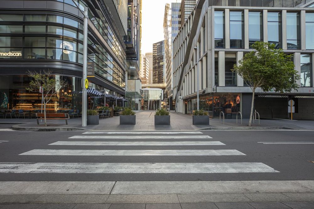 Urban City Crosswalk with Skyscrapers - HDRi Maps and Backplates