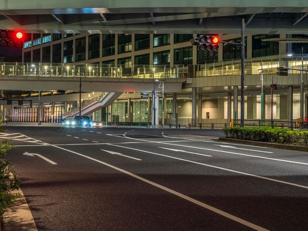 Urban Design: Bridge and Underpass Illuminated by City Lights - HDRi ...