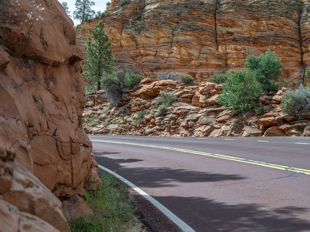 USA Road: Exploring Zion National Park, Utah, with Mountains in View ...
