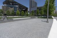 City Park with Benches and Trees in USA HDRi Maps and Backplates