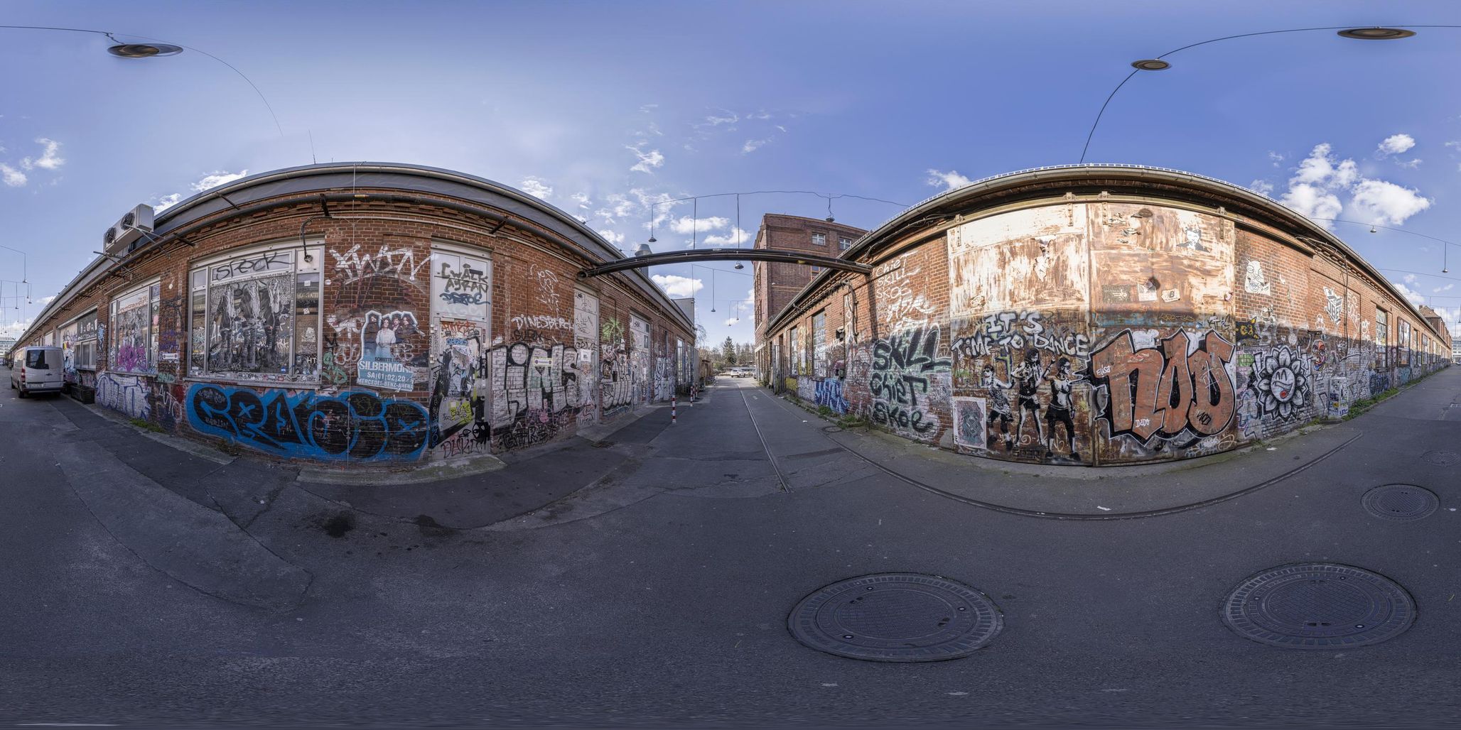 Berlin City Street: Graffiti in Fisheye Lens - HDRi Maps and Backplates