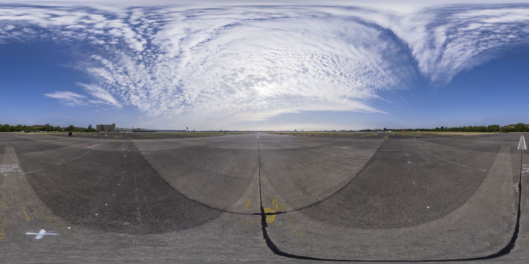 Berlin Tempelhof Airport Runway: Sun and Clouds - HDRi Maps and Backplates