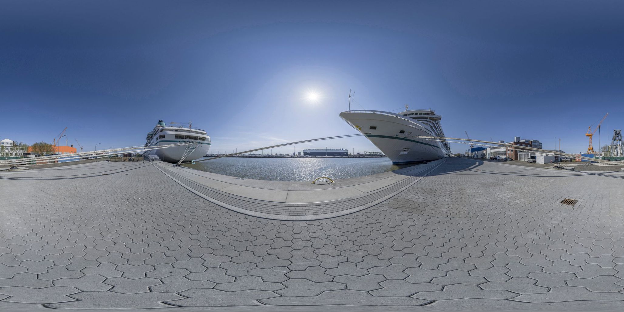 Bremen Harbor at Night: Boats and Cruise Ships - HDRi Maps and Backplates