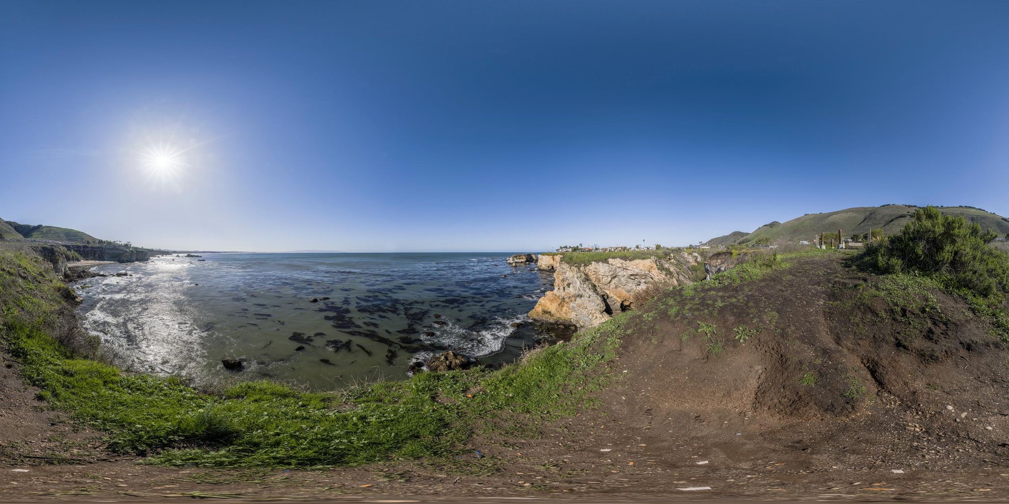 California Coastal View: Ocean Next to a Cliff - HDRi Maps and Backplates