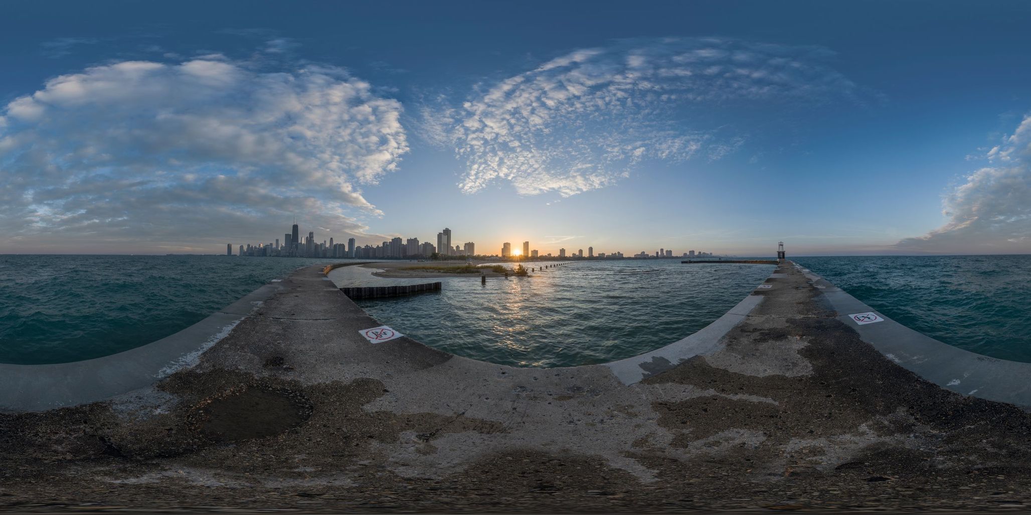 Chicago Jetty: City Skyline and Coastal Shore - HDRi Maps and Backplates