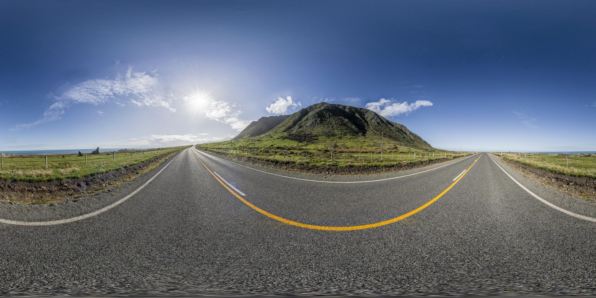 Curved Roadway with Mountains in the Backdrop - HDRi Maps and Backplates