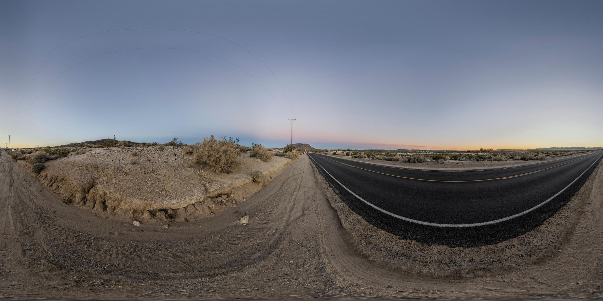 Empty Desert Road in Landers, California - HDRi Maps and Backplates