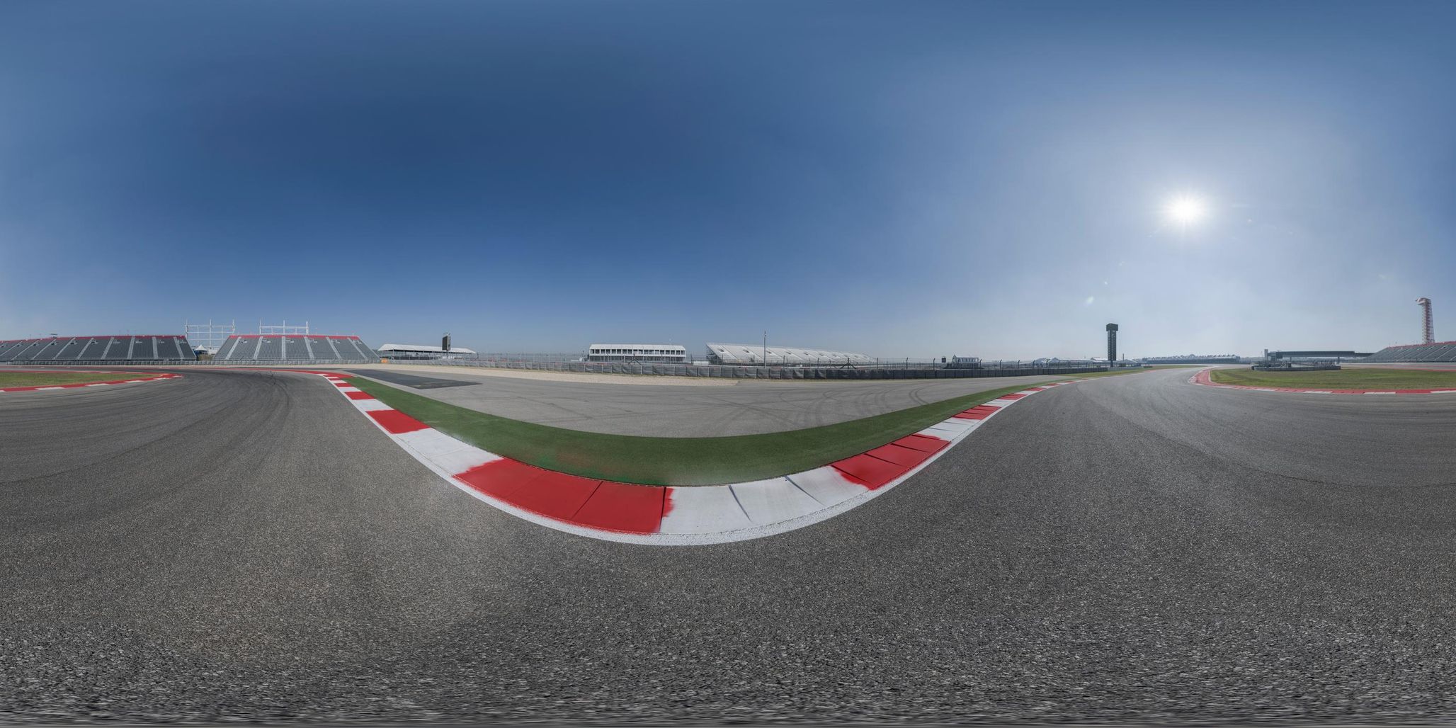 An Empty Race Track with Red and White Strips - HDRi Maps and Backplates