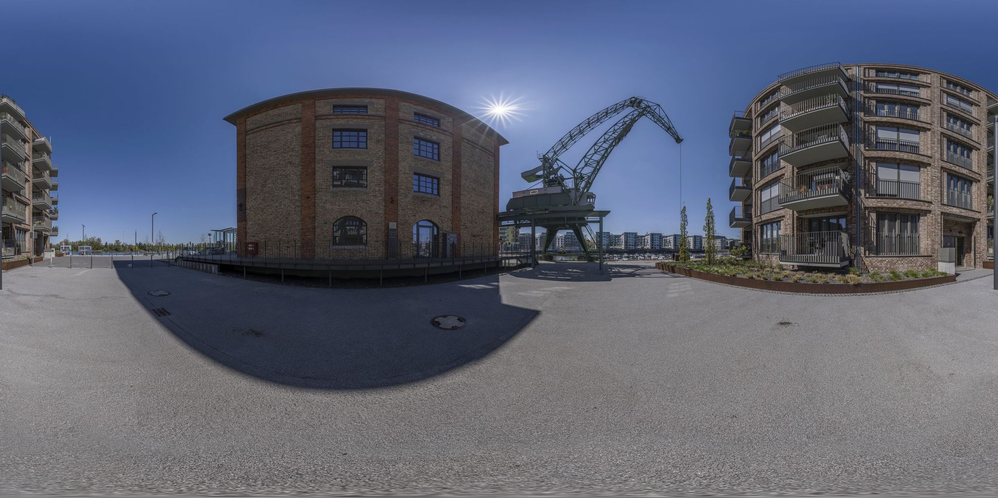 German Cityscape: Buildings and Cranes Against a Clear Sky - HDRi Maps ...