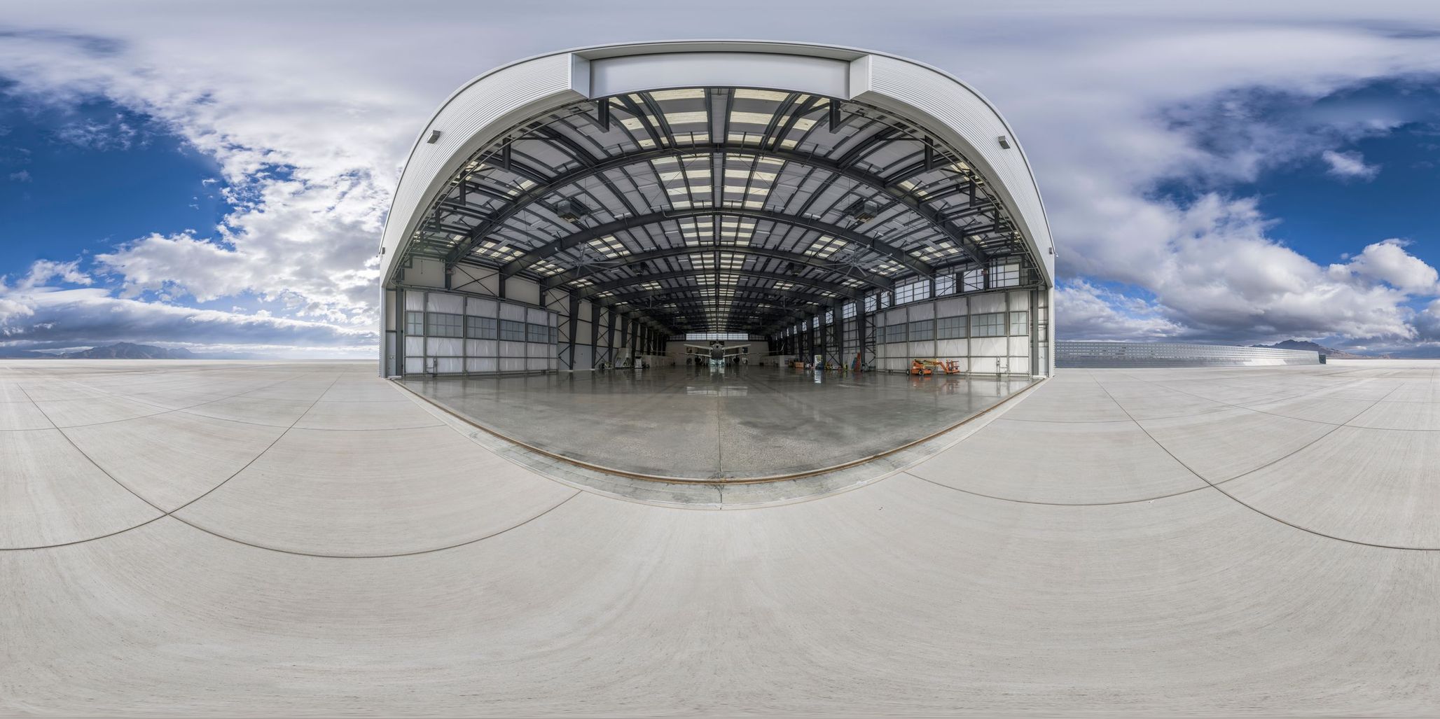 Hangar in Los Angeles Under a Cloudy Sky - HDRi Maps and Backplates