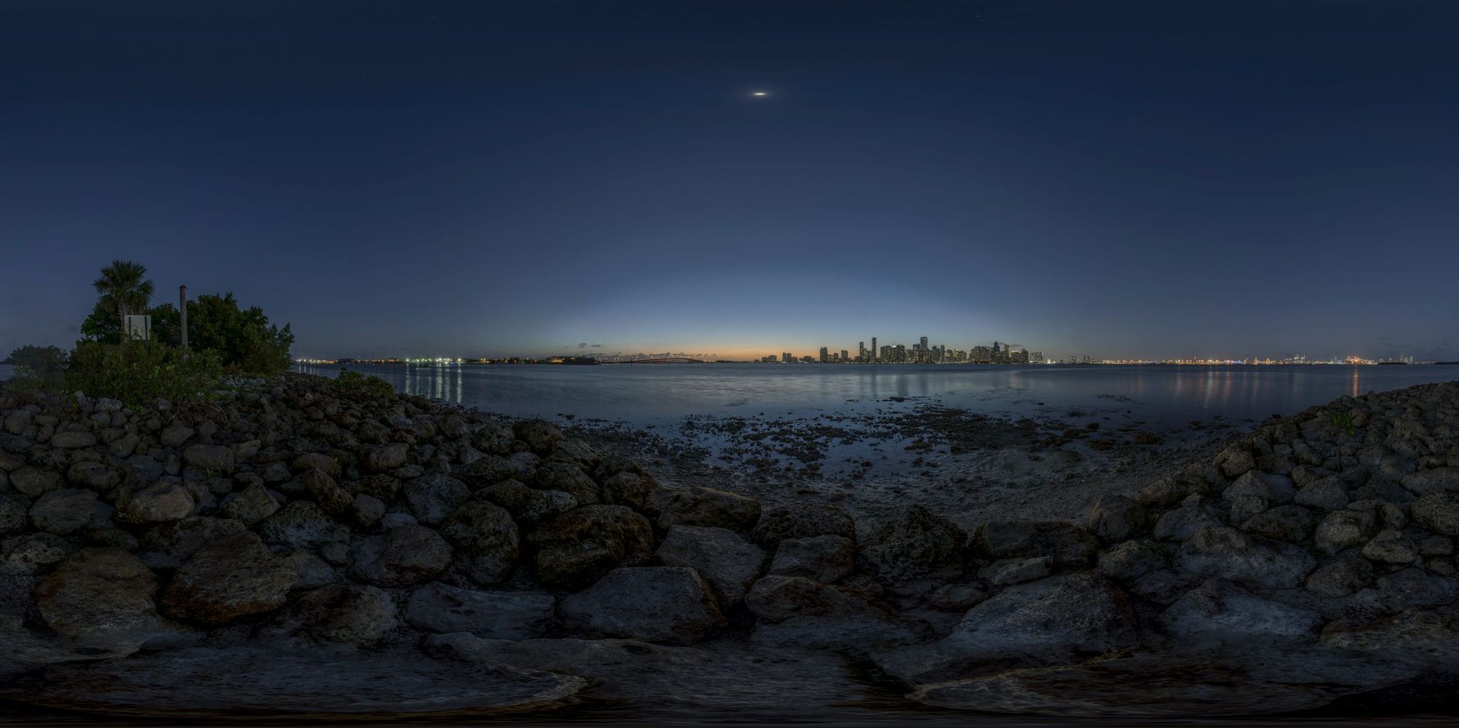 Miami Skyline: Skyscrapers Illuminated at Night - HDRi Maps and Backplates