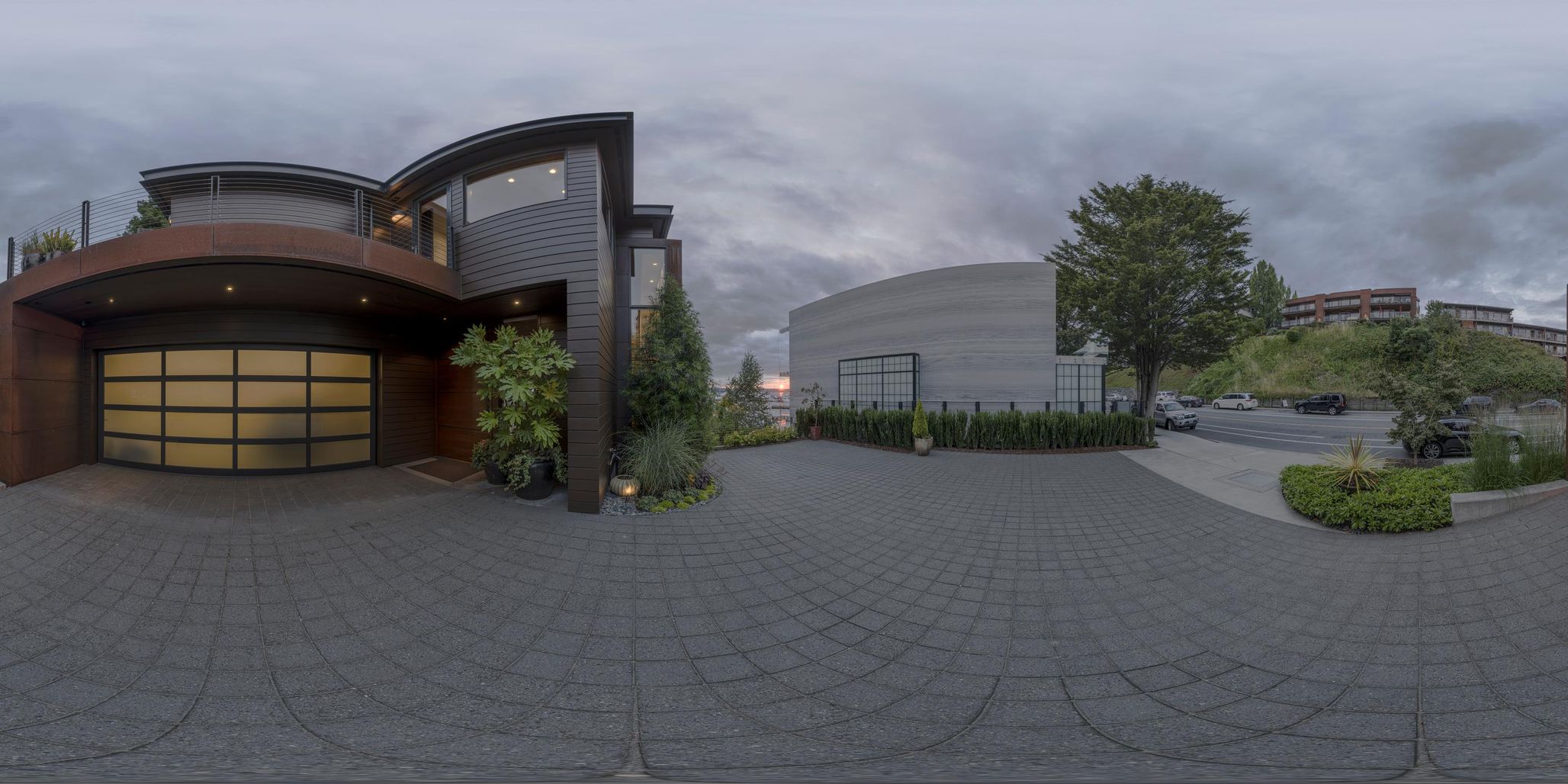 Modern Residential House with Circular Driveway - HDRi Maps and Backplates